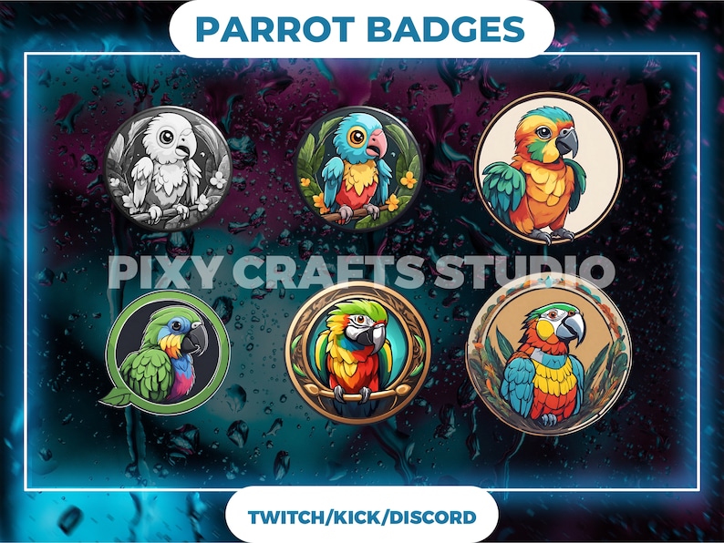 Parrot Twitch Badges | Twitch Bird Sub Badges | Twitch Macaw Subscriber ...