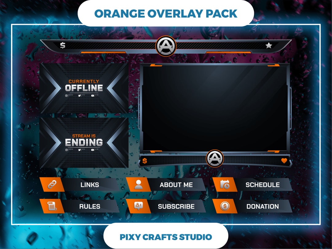Twitch Overlay Package | Orange Static Stream Overlay Pack | Twitch ...