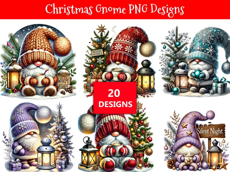Christmas Gnome Clipart, Holiday Gnome Illustrations, Christmas Gnome ...