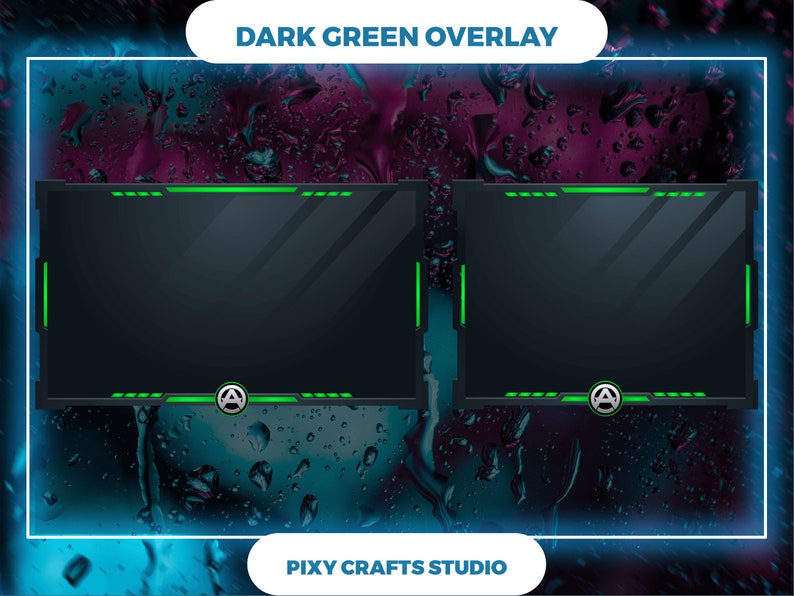 Dark Green Static Twitch Overlay for Twitch and Kick - Webcam Overlay ...