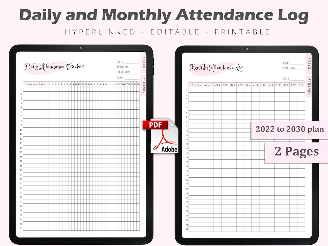 Monthly Attendance Log,attendance Log Sheet,daily Attendance Log ...