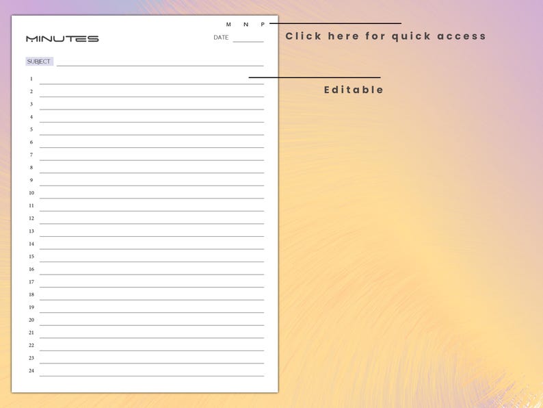 Meeting Notes Template Printable, Business Notes Template, Meeting ...