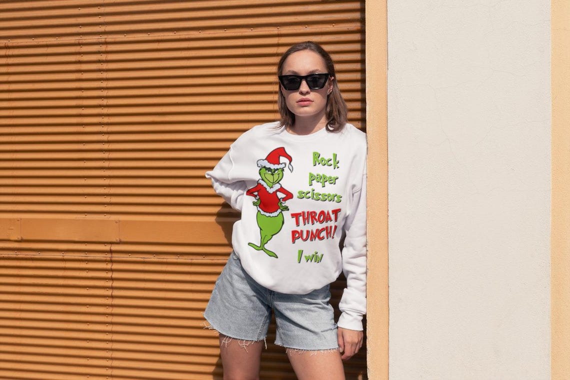 Rock Paper Scissors Throat Punch I Win PNG SVG, Funny Grinch Quote ...
