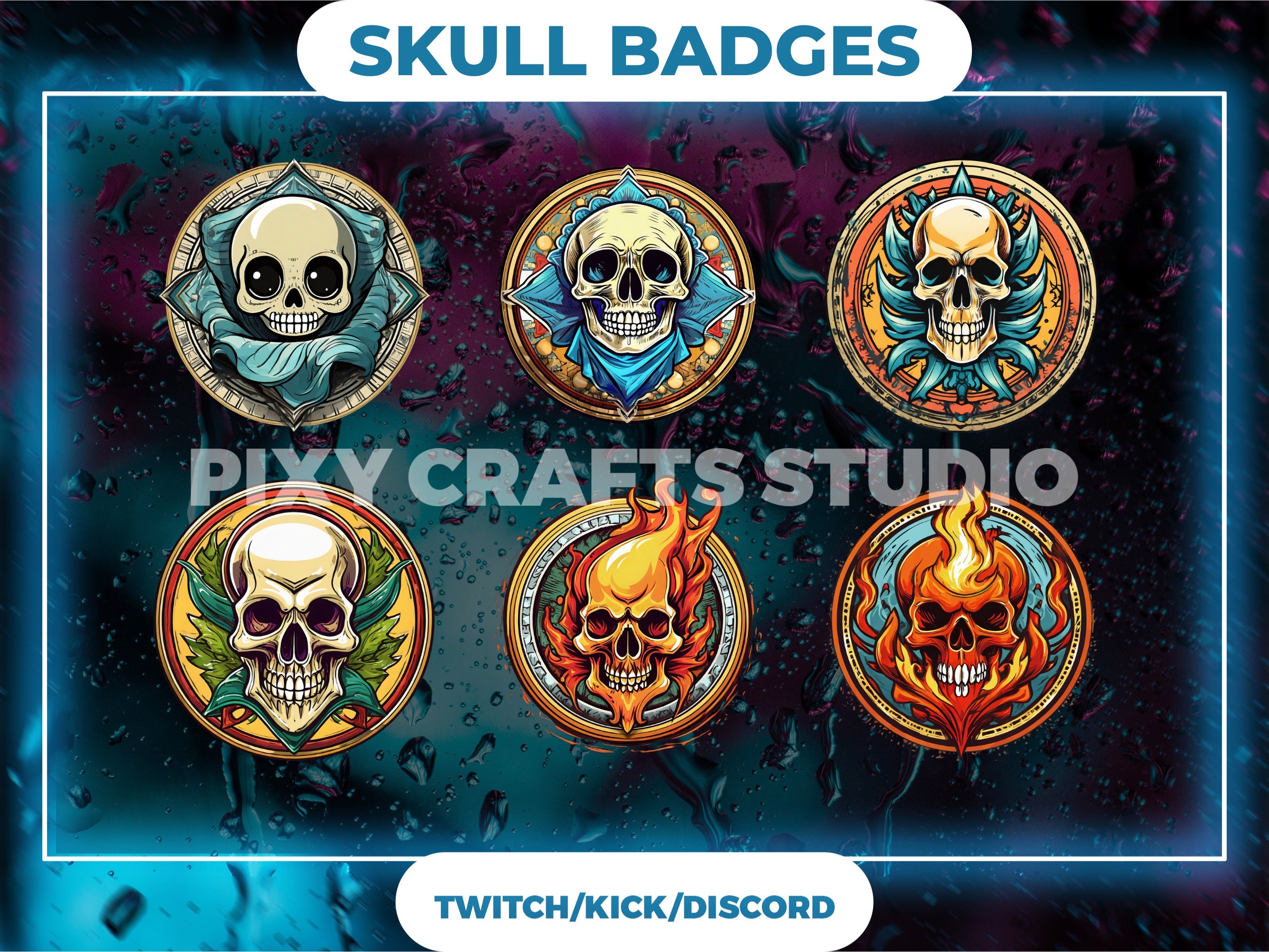 Skull Badges - Ready for Twitch/discord - Sub & Bit Badges | Enhance ...