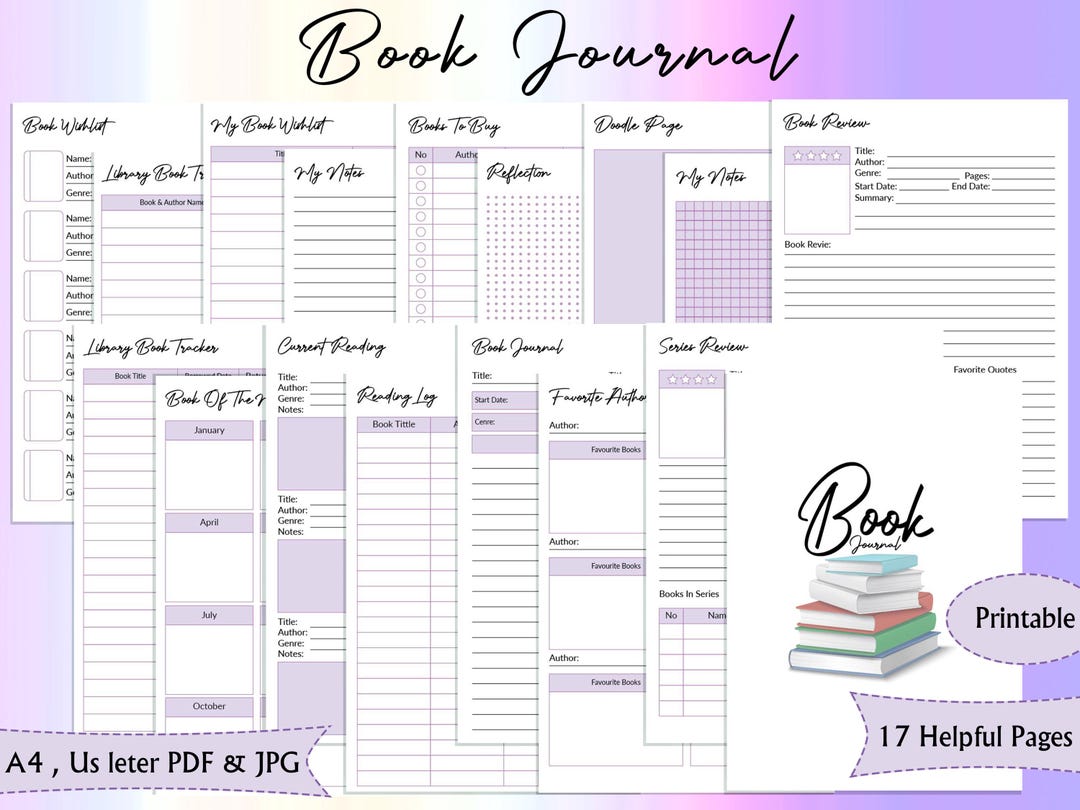 Book Journal, Reading Log, Book Tracker, Reading Planner,book Review ...
