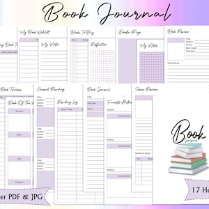 Book Journal, Reading Log, Book Tracker, Reading Planner,book Review ...