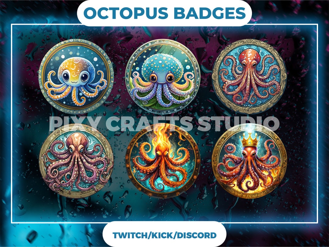 Octopus Sub Badges | Designed for Twitch & Discord | Suitable for Sub ...