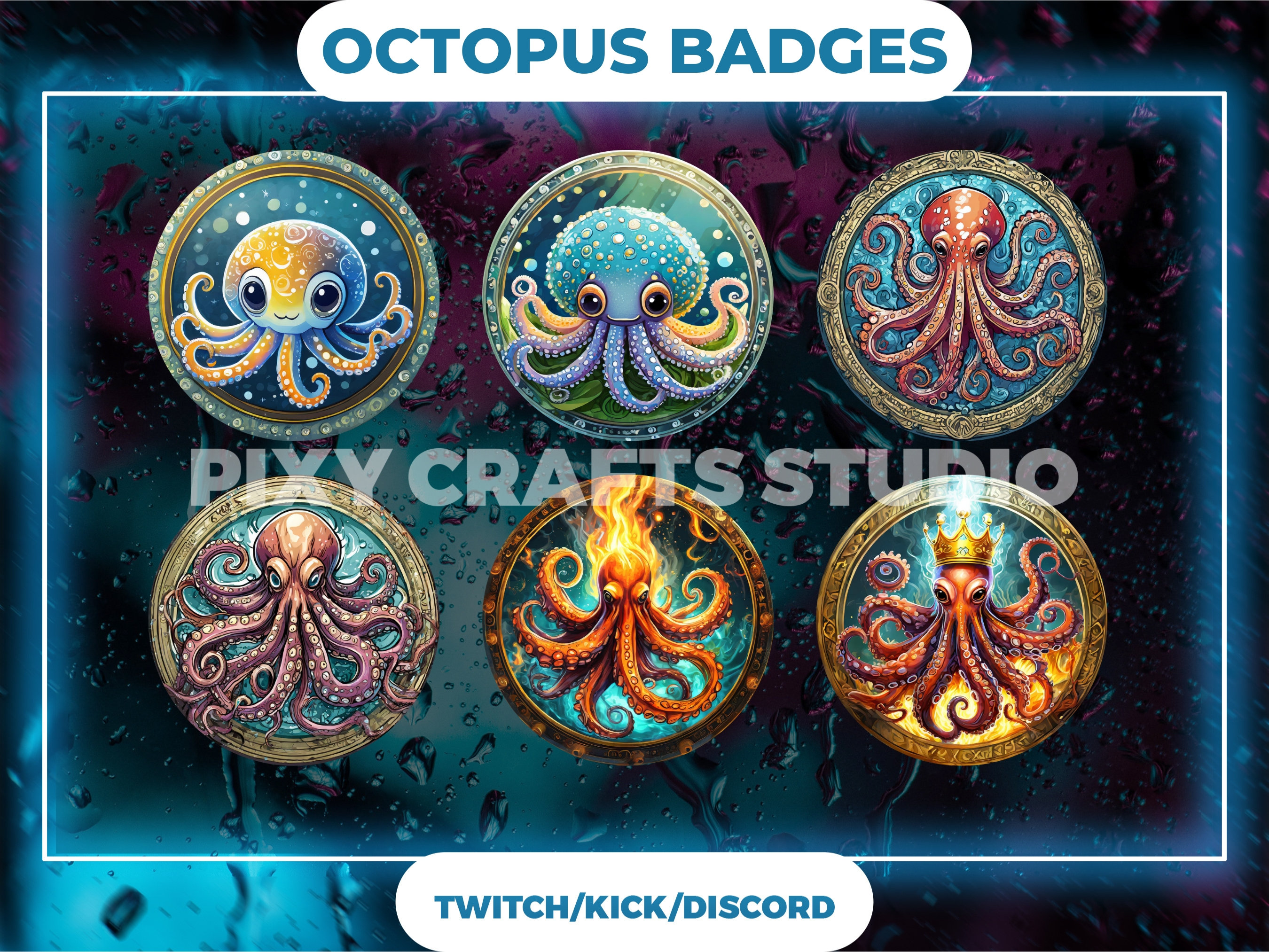Octopus Sub Badges | Designed for Twitch & Discord | Suitable for Sub ...