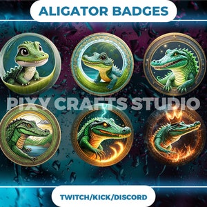 Alligator Sub Badges | Streaming Badges | 6 Adorable Crocodile Badges ...