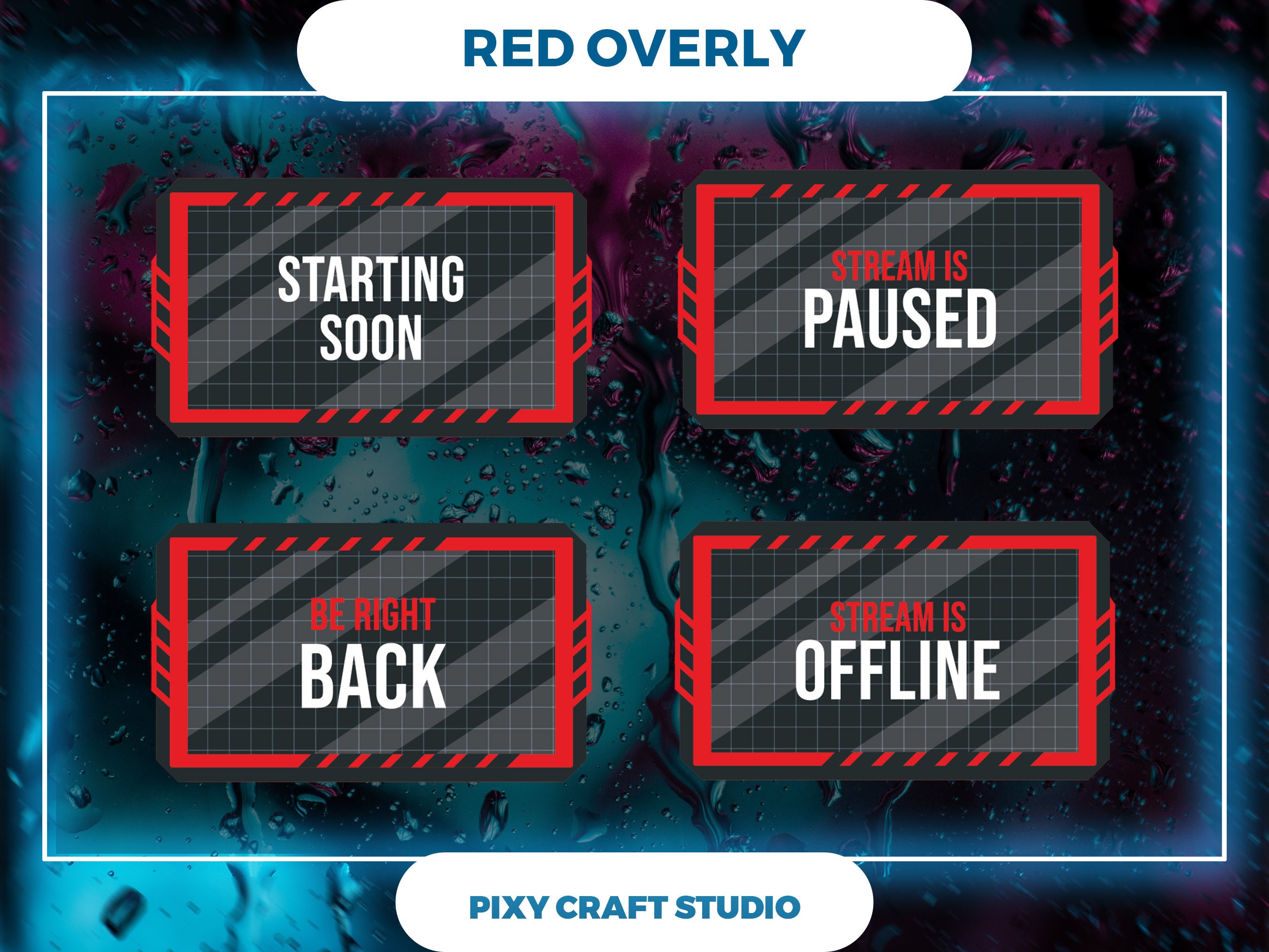 Static Red Stream Pack | Overlays | Screens | Alerts | Panels | Webcam ...