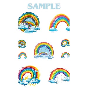 Printable Rainbow Stickers Set - Bright Digital Planner Embellishments ...