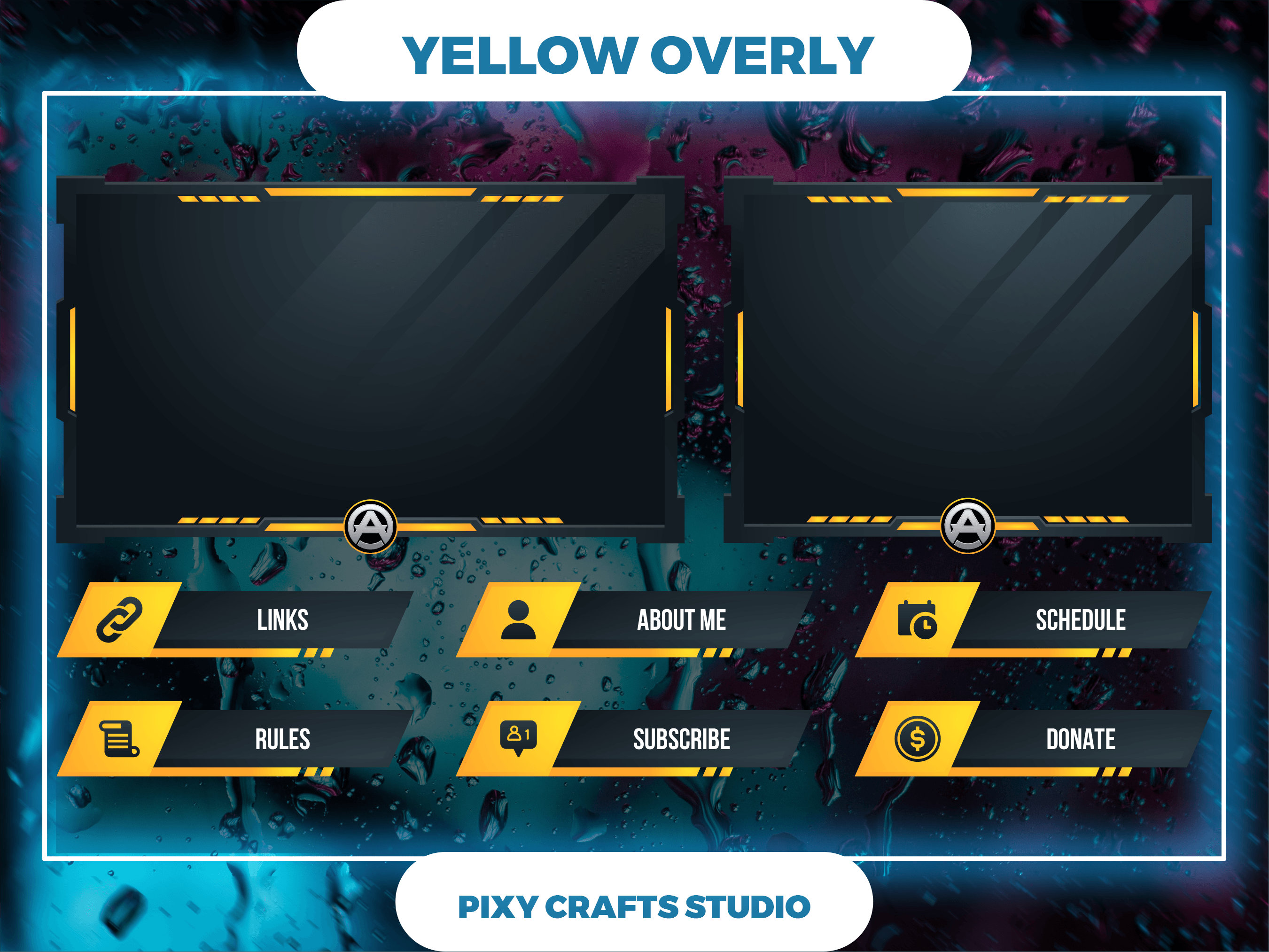 Yellow Aesthetic Static Stream Overlay Package for Twitch: Includes ...