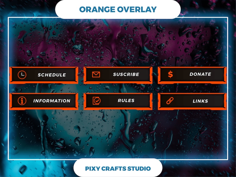 Static Orange Twitch Overlay Package | Simple | Orange | Twitch Stream ...