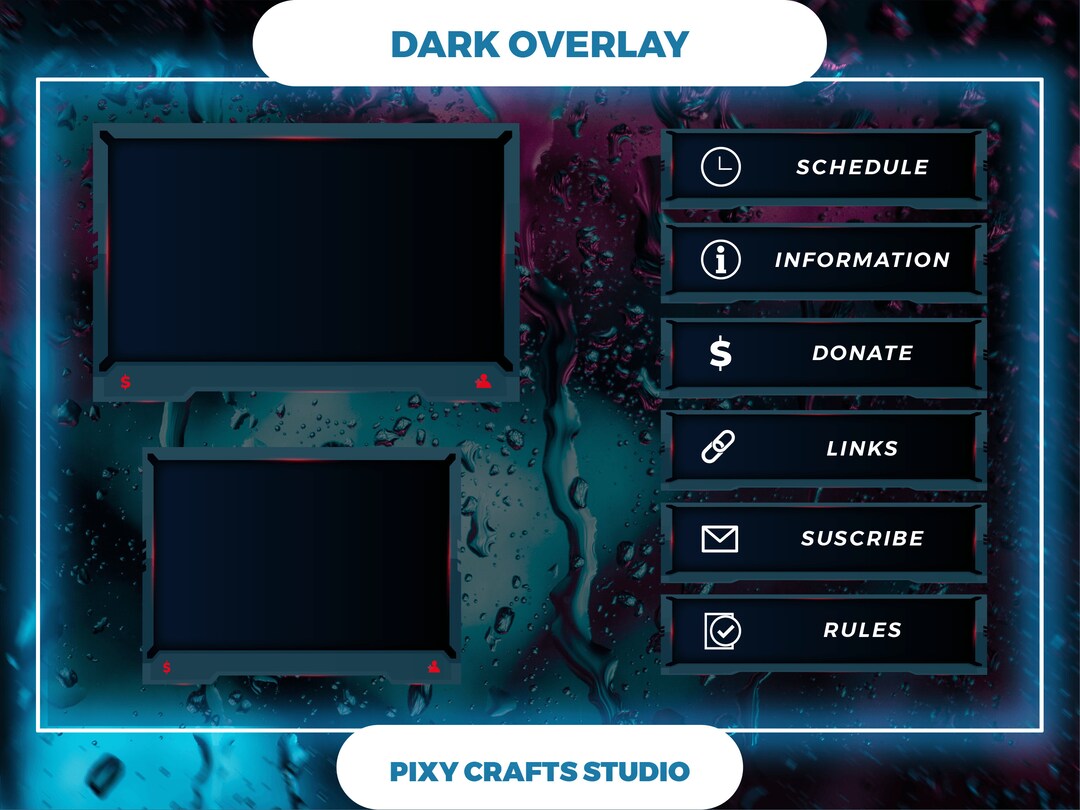 Dark Grey Stream Set | Static Stream Overlay | Twitch | Scene | Cute ...