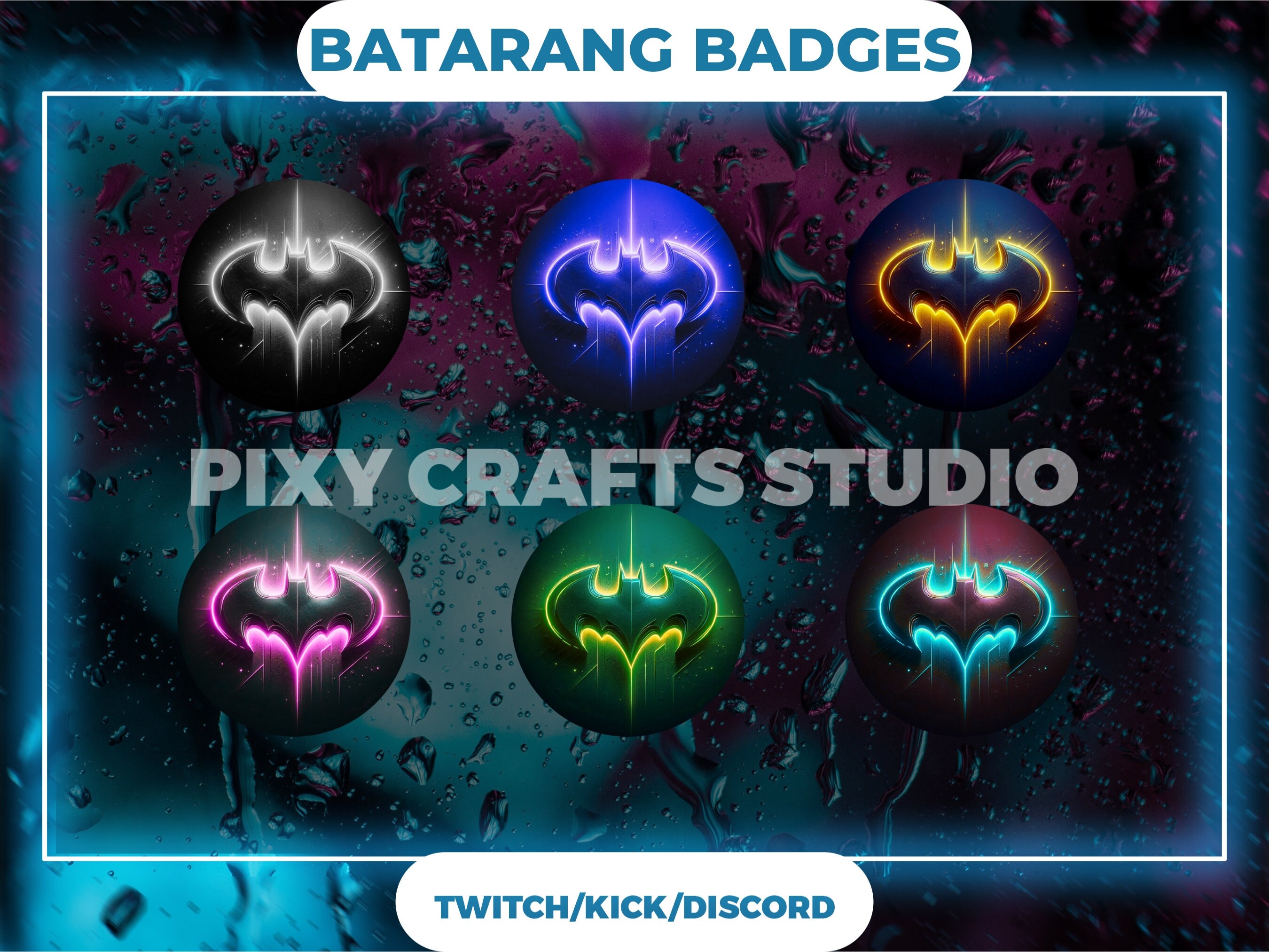 Batarang Sub Badges for Twitch / Youtube / Discord Bat Signal Badges ...