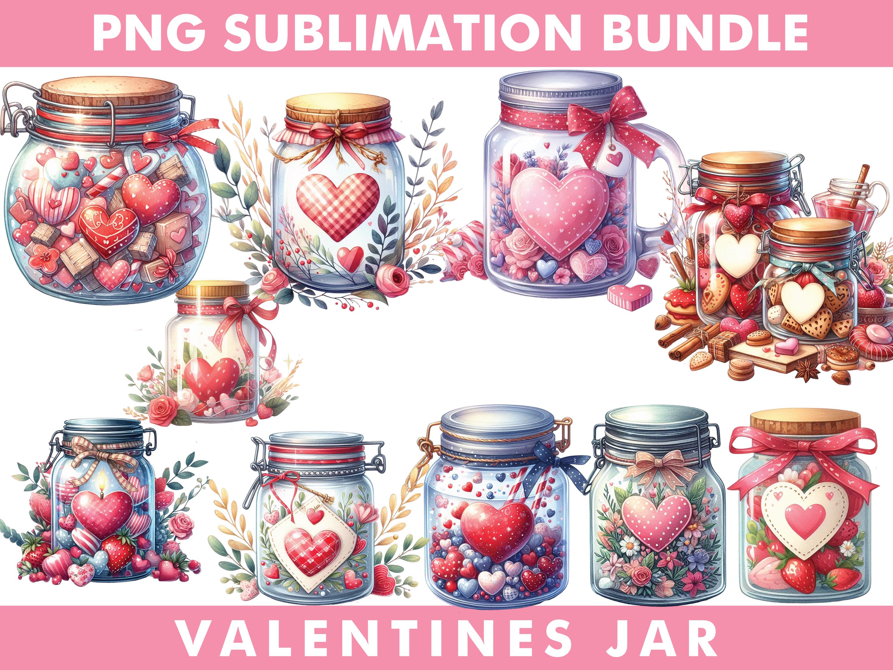 Watercolor Valentines Candy Jars Clipart, Valentines Candy Heart, Candy ...