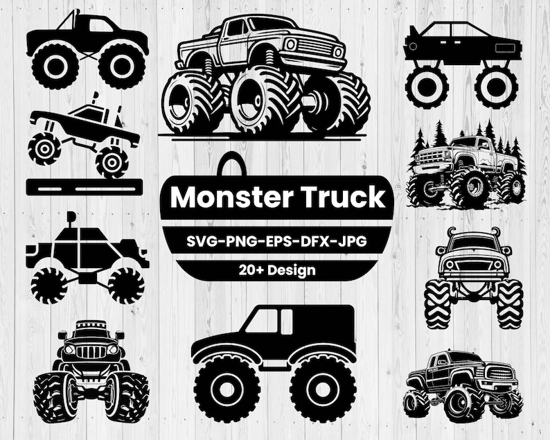 Monster Truck Svg Bundle, Truck Svg, Monster Truck Vector, Monster ...