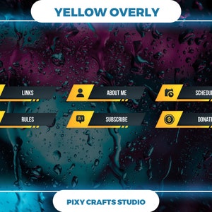 Yellow Aesthetic Static Stream Overlay Package for Twitch: Includes ...
