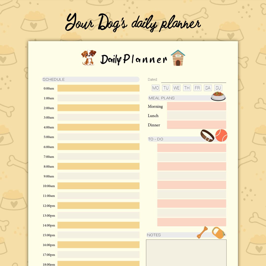 Dog Daily Routine, Daily Puppy Schedule, Fillable PDF, Editable Daily ...