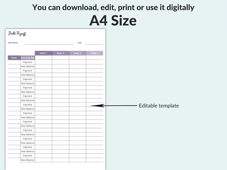 Debt Payoff Tracker, Financial Debt Planner, Debt-free Journey Tracker ...