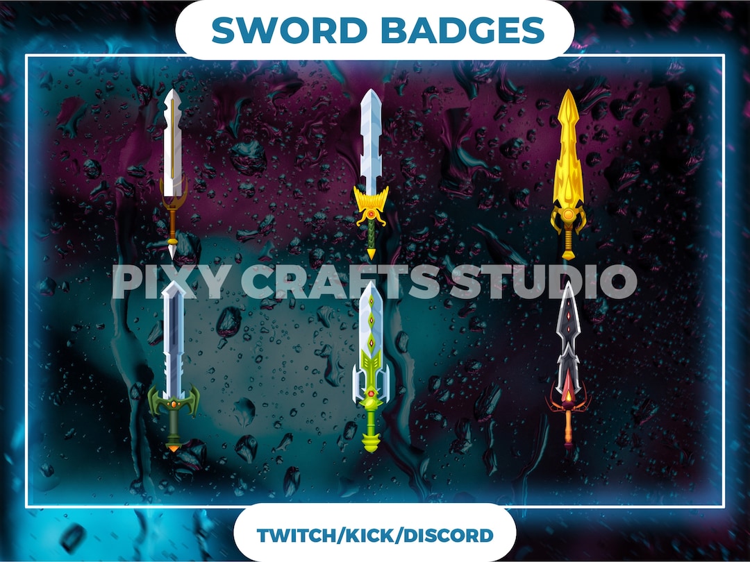 6 Sub & Bit Badges Featuring Swords for Twitch, Youtube, and Discord ...