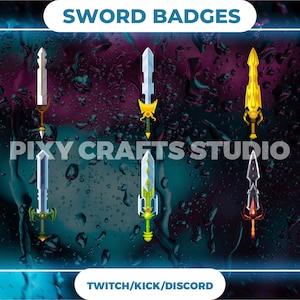 6 Sub & Bit Badges Featuring Swords for Twitch, Youtube, and Discord ...