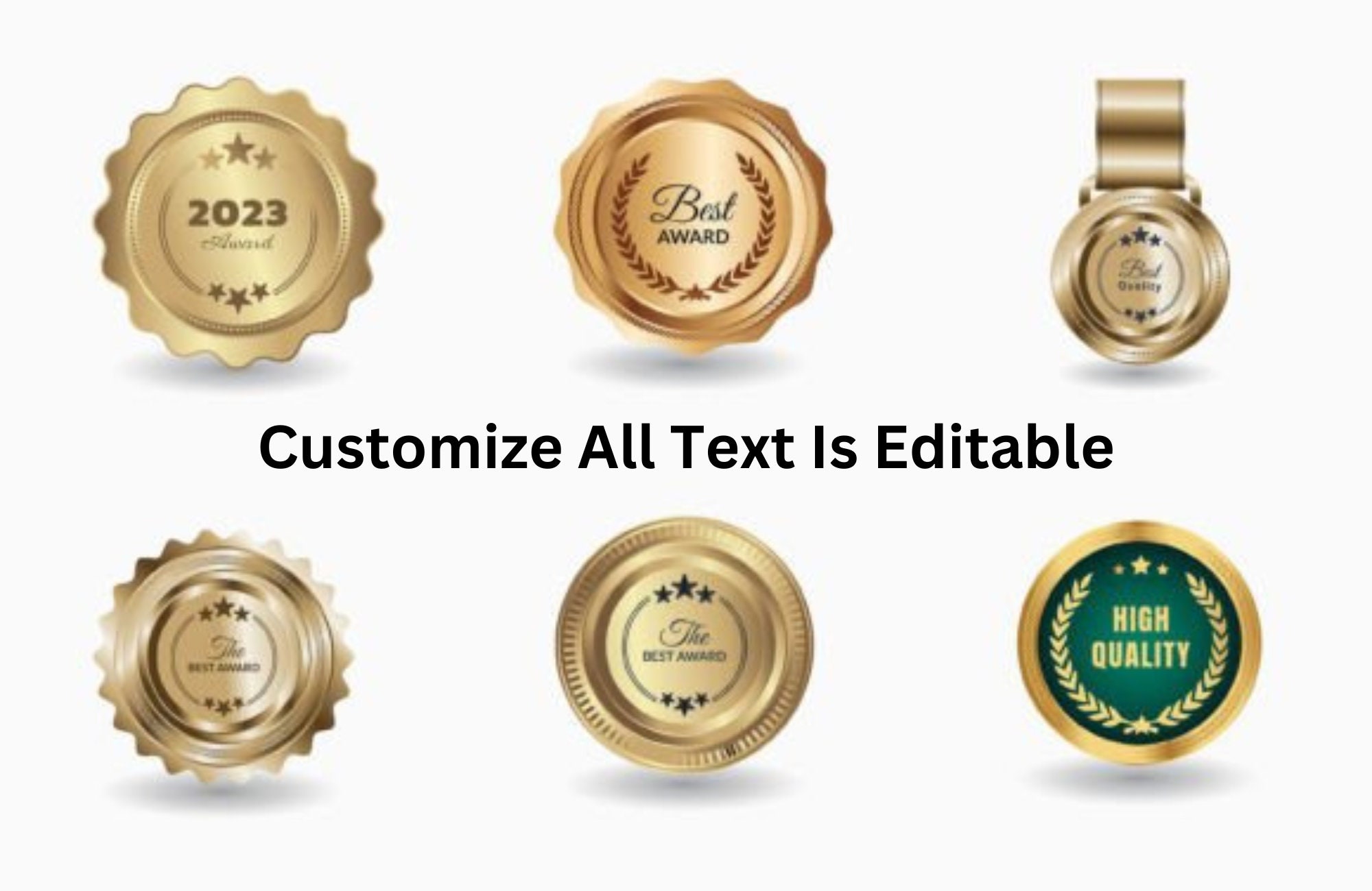 Golden 50+ Luxury Badges Collection - Editable Text, 5 Formats Ai, Eps ...