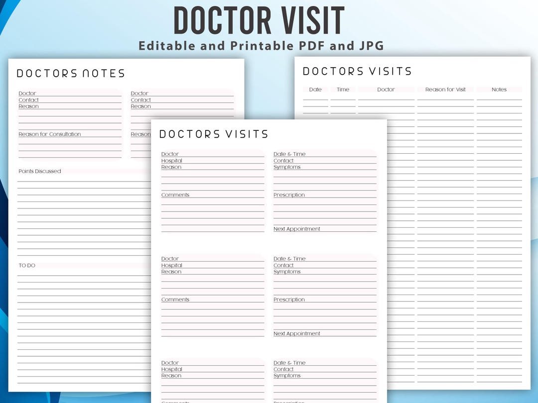 Doctor Visits Planner Printable,medical Specialist Visit,health ...