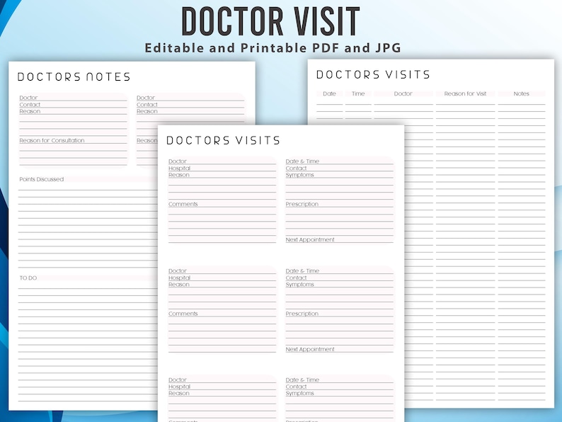 Doctor Visits Planner Printable,medical Specialist Visit,health ...