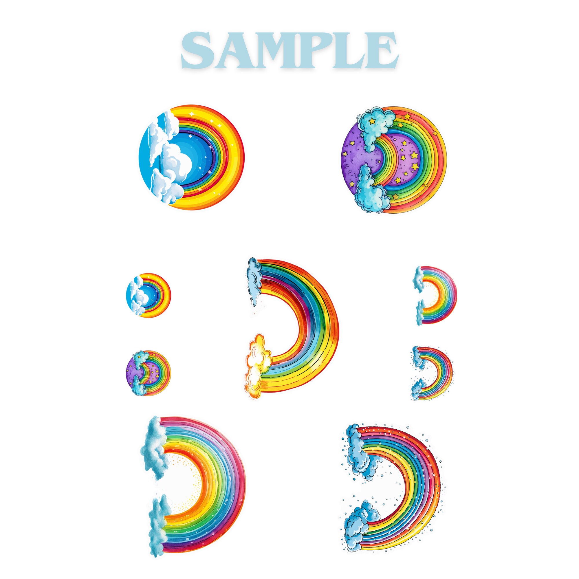 Printable Rainbow Stickers Set - Bright Digital Planner Embellishments ...