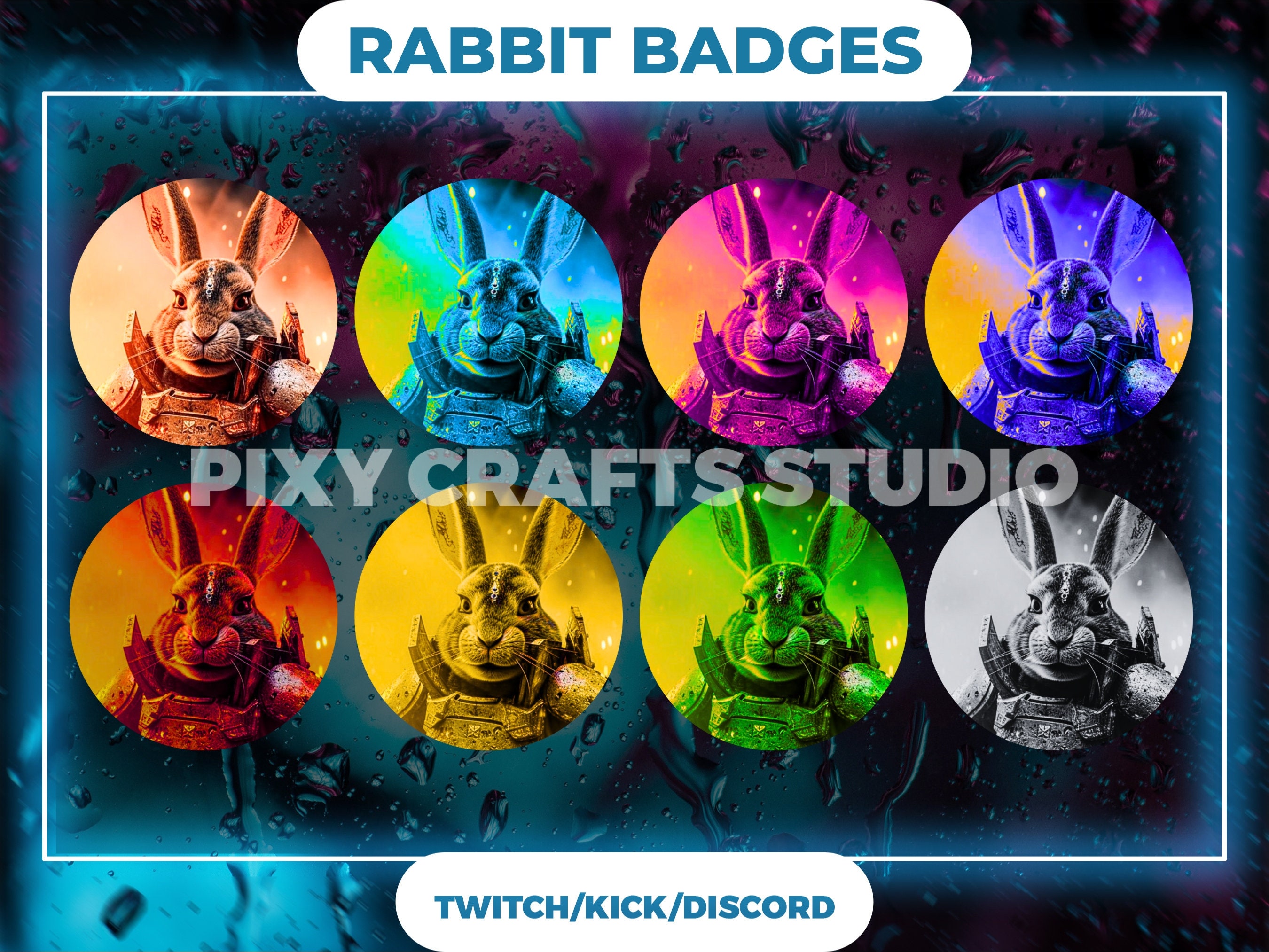 Rabbit Sub Badges (8 Pack) for Twitch, Youtube, Discord | Cute and ...