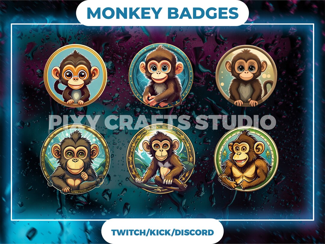 Monkey Sub Badges for Twitch, Youtube, Discord - Loyalty Badges With A ...
