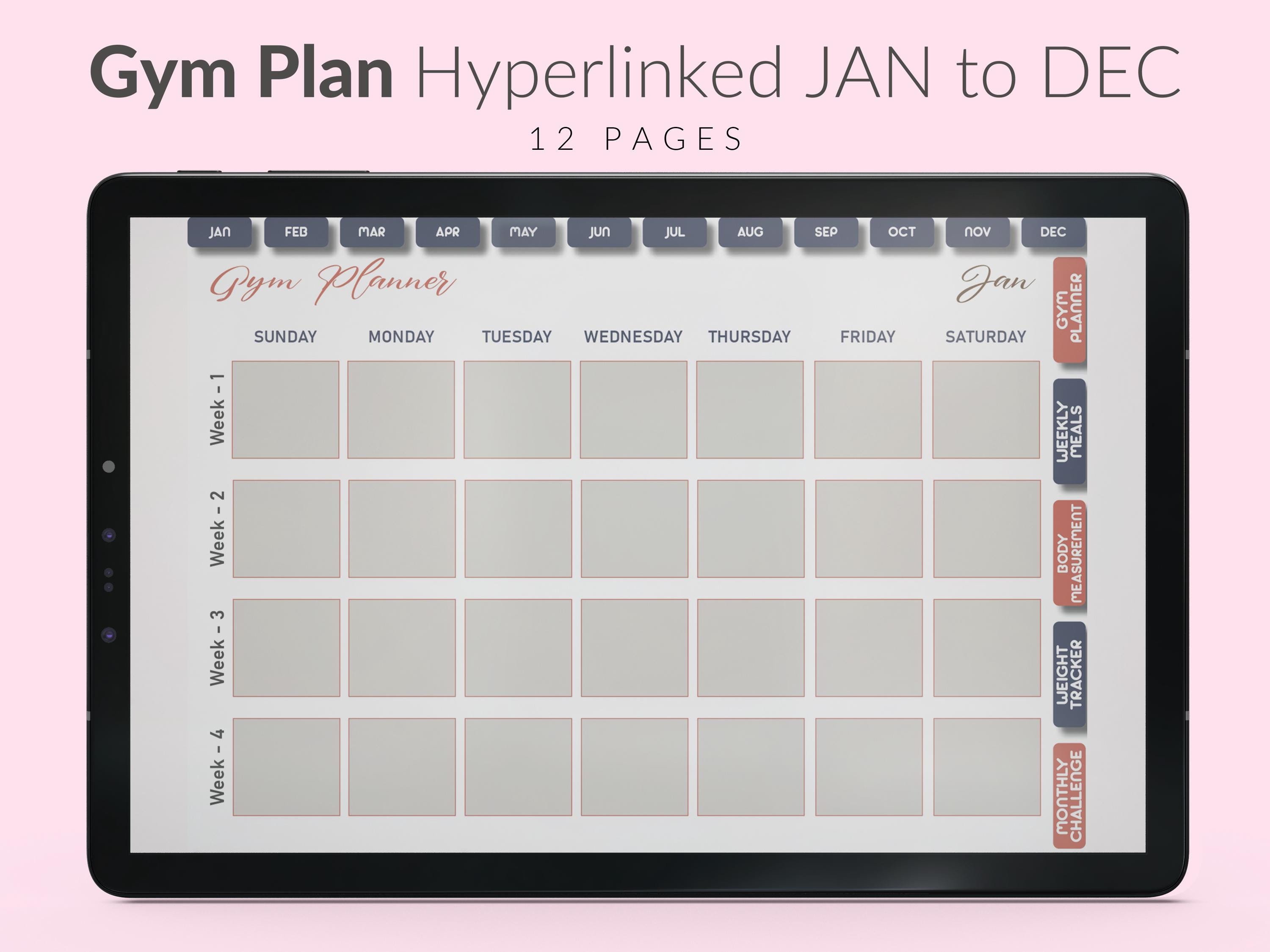 Fitness Planner Printable,hyperlinked Digital Planner,digital Fitness ...