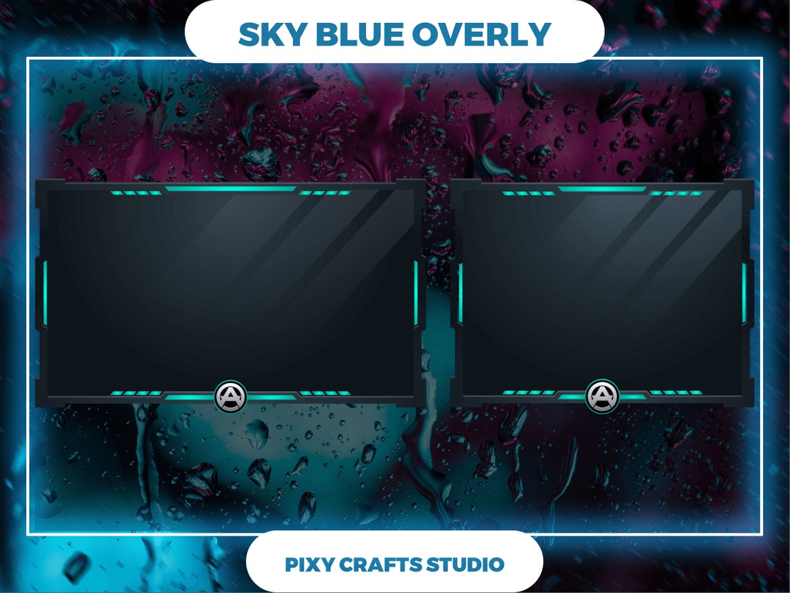 Sky Blue Stream Overlay Package for Twitch. Includes A Cyan Version ...