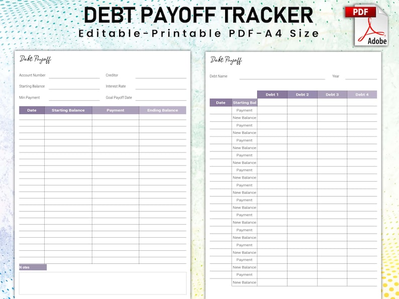 Debt Payoff Tracker, Financial Debt Planner, Debt-free Journey Tracker ...
