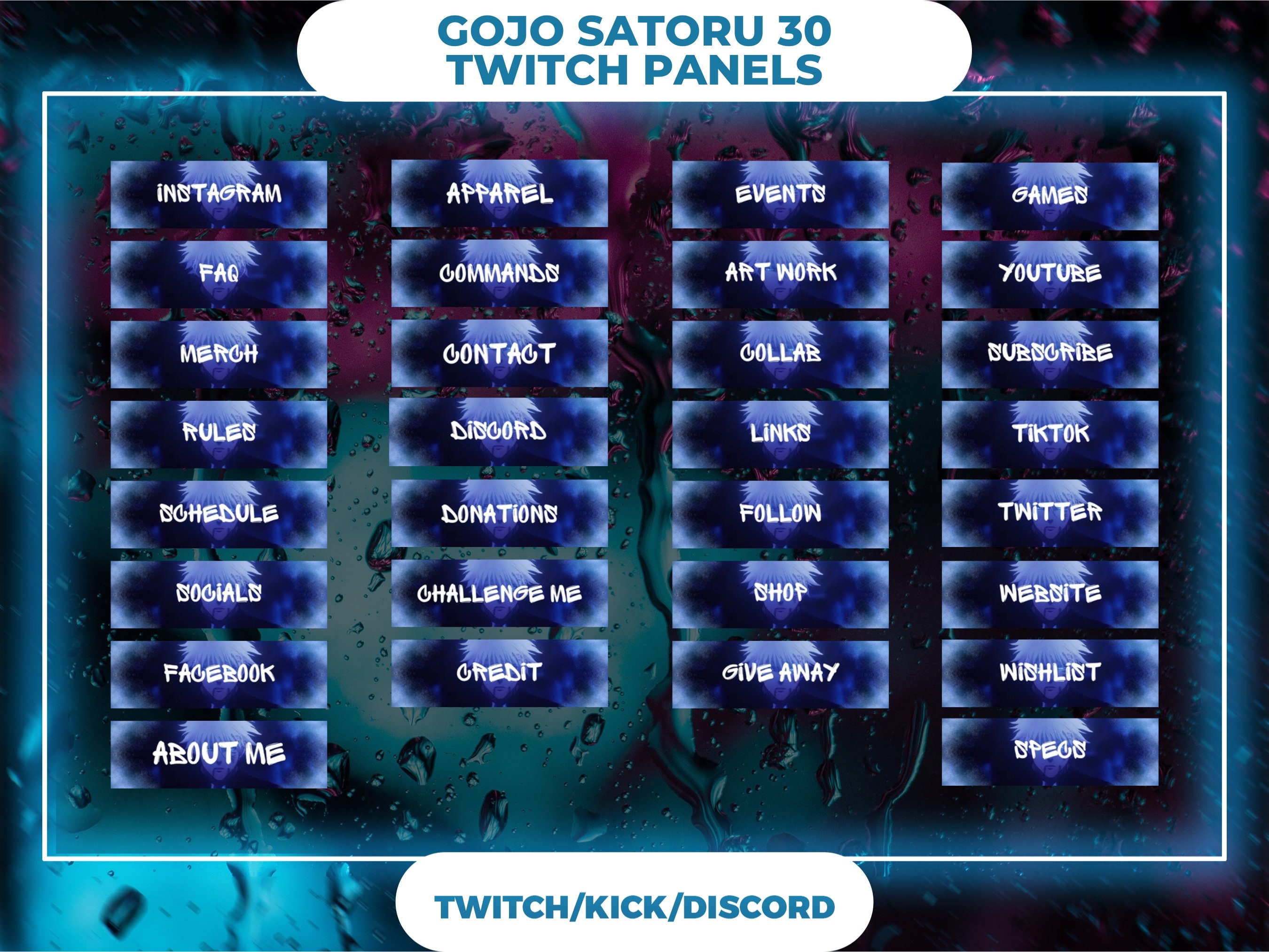 Gojo-satoru Animated Scenes for Twitch Stream Overlay, Including Twitch ...