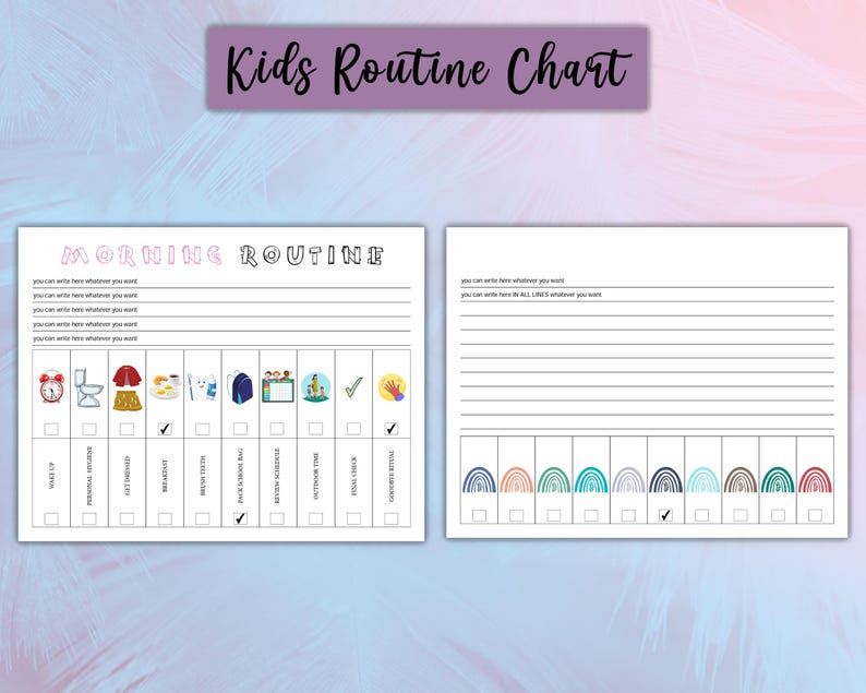 Kids Routine Chart Flip, Kids Flip Routine Chart Editable Printable ...