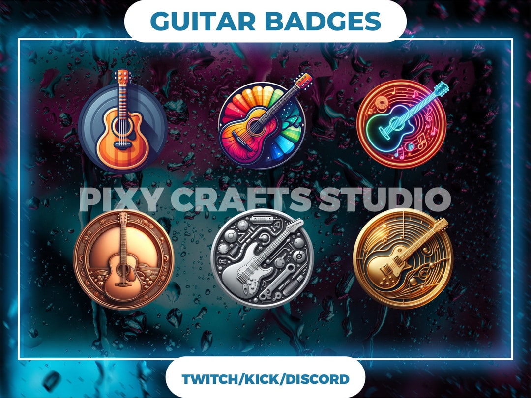 6x Guitars Stream Badges | Loyalty Badges | Twitch Badges | Music ...