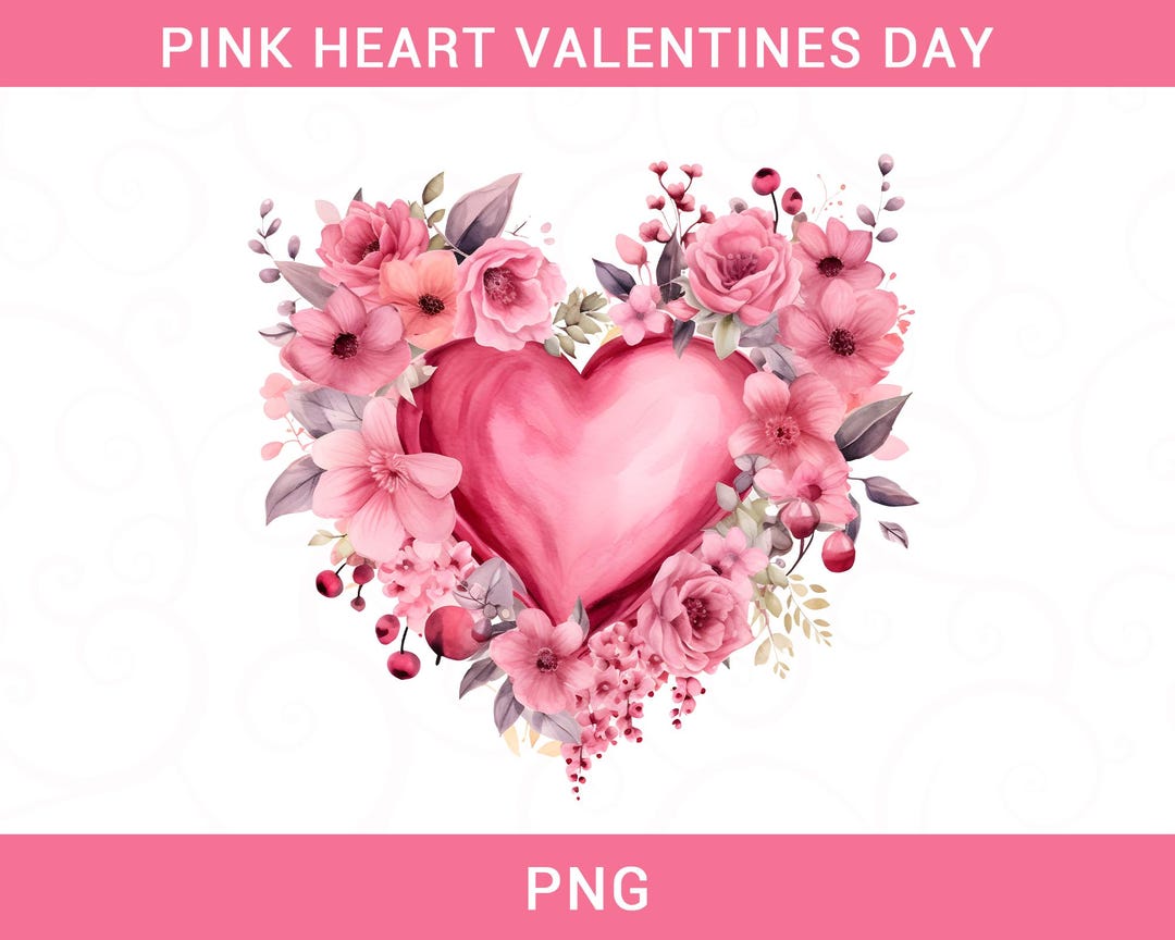 Pink Heart Valentines Day Clipart, Valentine's Day Png, Watercolor ...