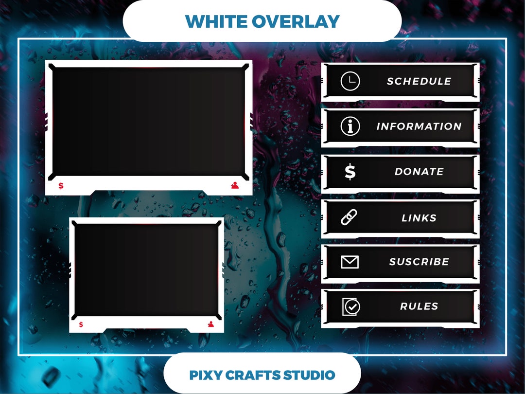 Black and White Static Twitch Overlay Bundle: Includes Stream Overlay ...