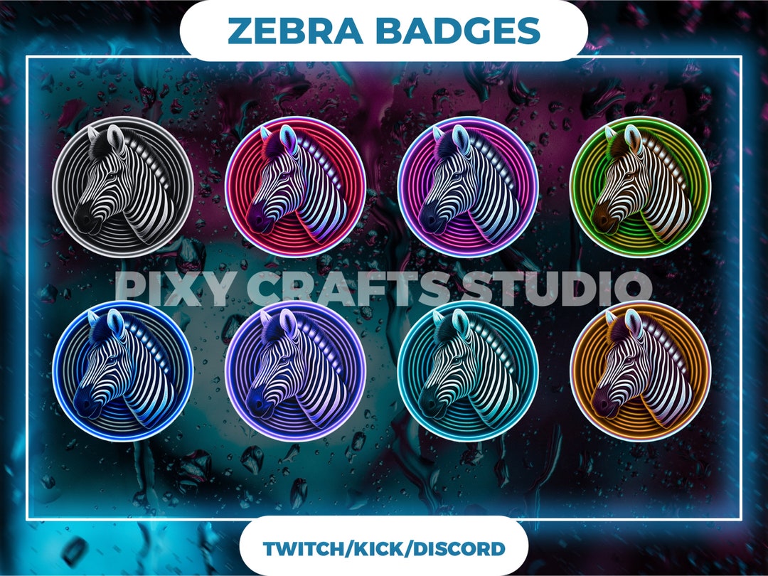 Twitch Sub Badges: Zebra-themed Animal Badges for Streamers and Gamers ...