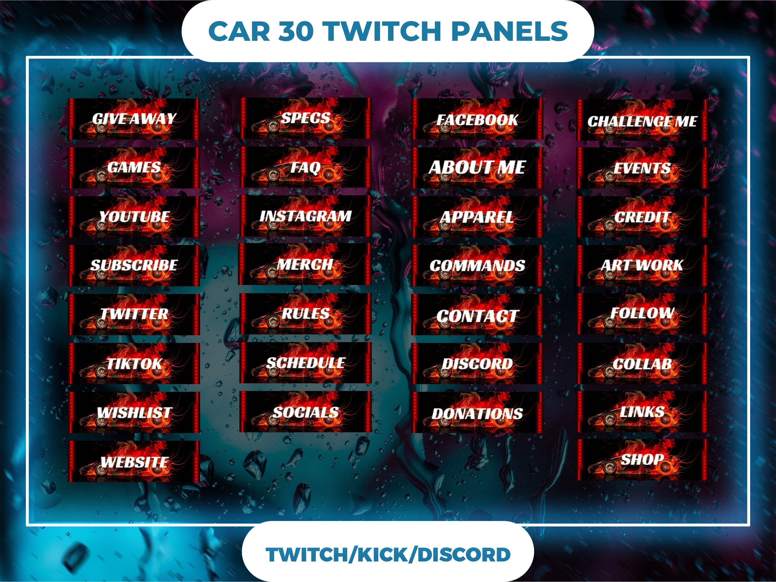 Car Animated Stream Package / Racing Aesthetic / Cars Theme / Fire ...