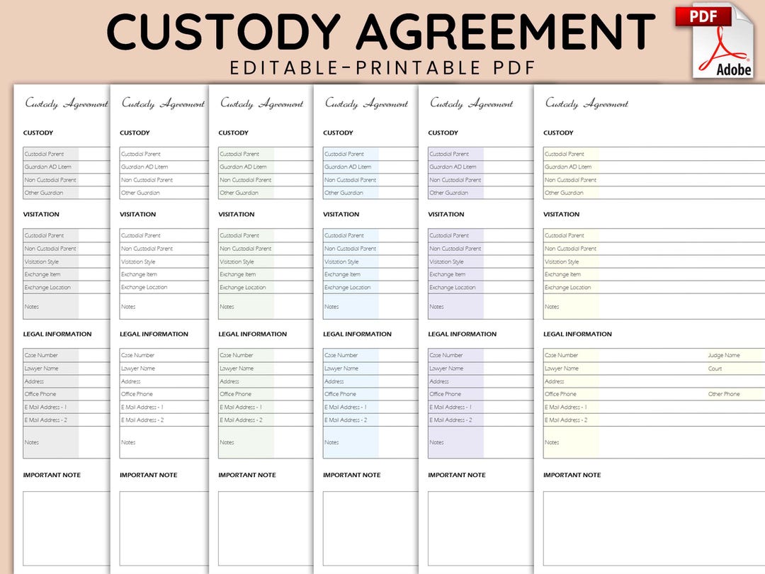 Child Custody Agreement Template PDF, Parenting Plan and Custody ...