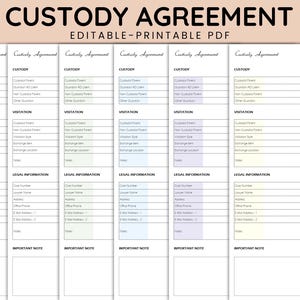 Child Custody Agreement Template PDF, Parenting Plan and Custody ...
