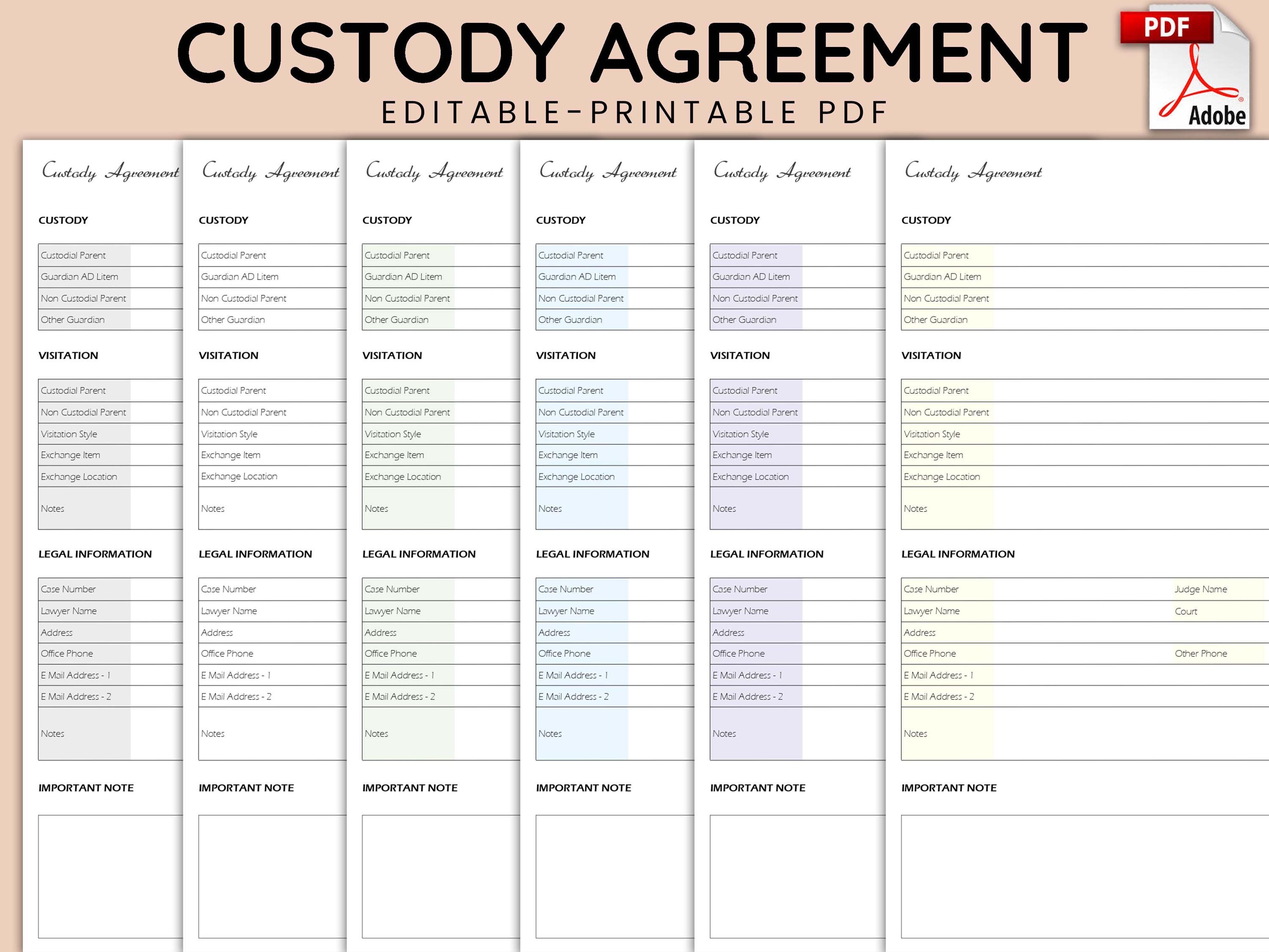 Child Custody Agreement Template PDF, Parenting Plan and Custody ...