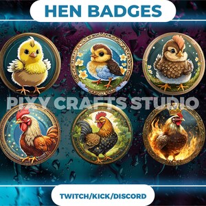 6 Hen Sub Badges for Twitch | Bit Badges | Twitch Chick Badges | Stream ...