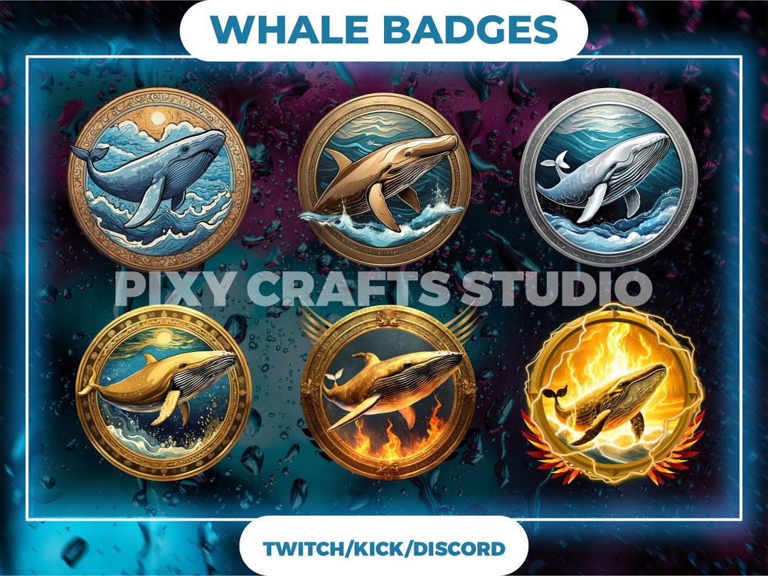 Adorable Whale Sub/bit Badges for Twitch, Discord, Youtube. Instant ...