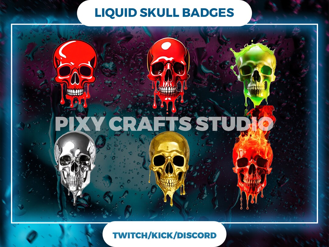 Liquid Skull | Twitch Bit/sub Badges | Fire Skull | Instant Download | Ready-made Stream ...
