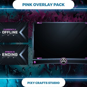 Static Stream Overlay Package for Twitch Featuring Pink and Black ...