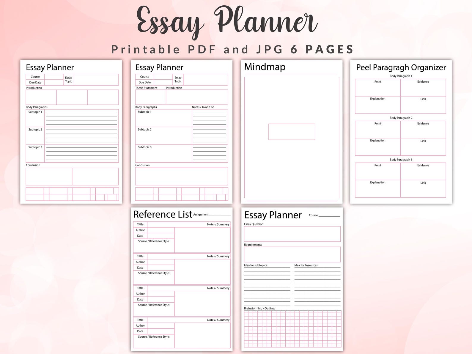 Printable Essay Planner, Essay Writing Organizer, Essay Structure ...